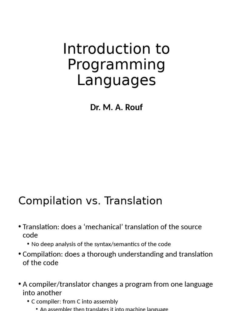 L1.1.2 Introduction To Programming Languages | PDF | Compiler | Parsing