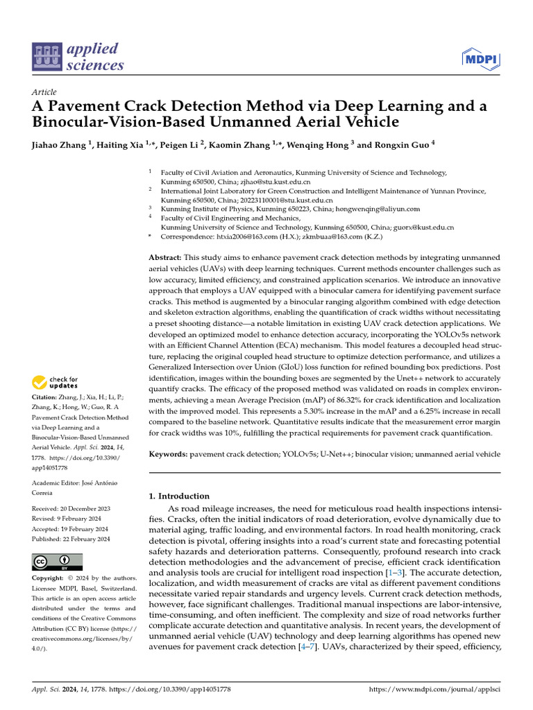 A Pavement Crack Detection Method Via Deep Learning and A Binocular ...