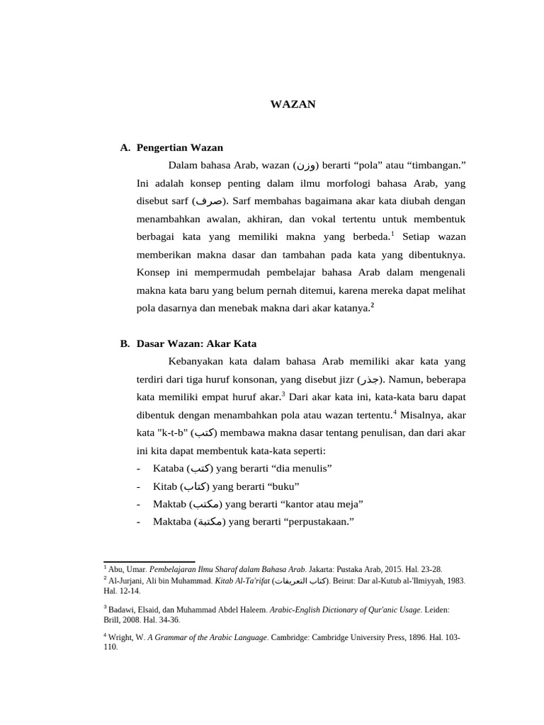 Pengertian dan Macam Wazan dalam Shorof | PDF