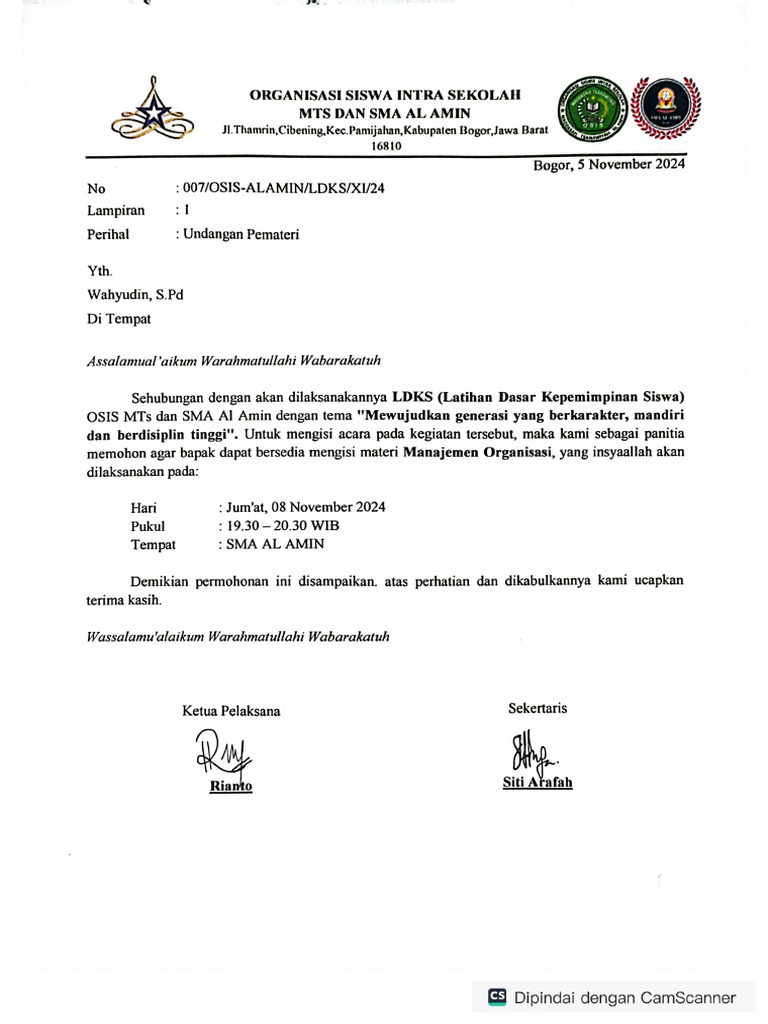 Undangan Pemateri Bapak Wahyudin S.pd | PDF