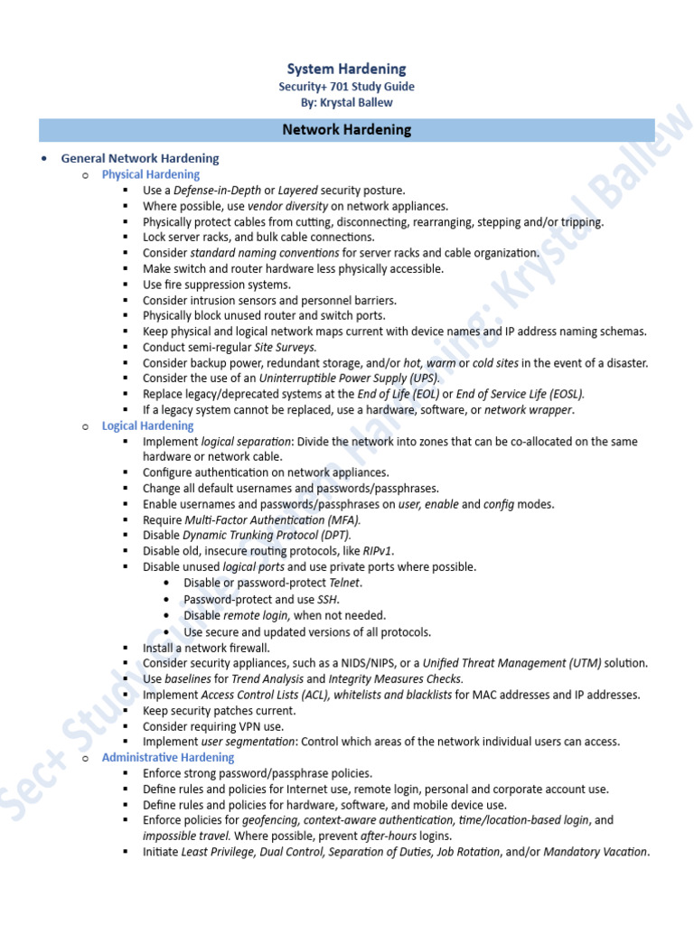 System Hardening-Version 1 - Krystal Ballew-August 21, 2024 | PDF ...