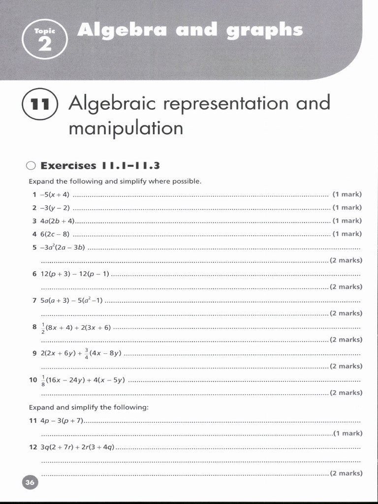 11. Algebraic representation and manipulation | PDF