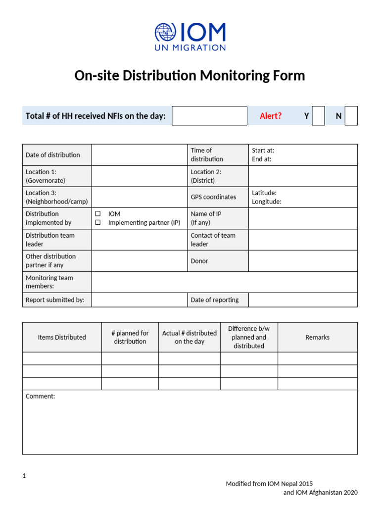 Distribution Monitoring Sample Form | PDF