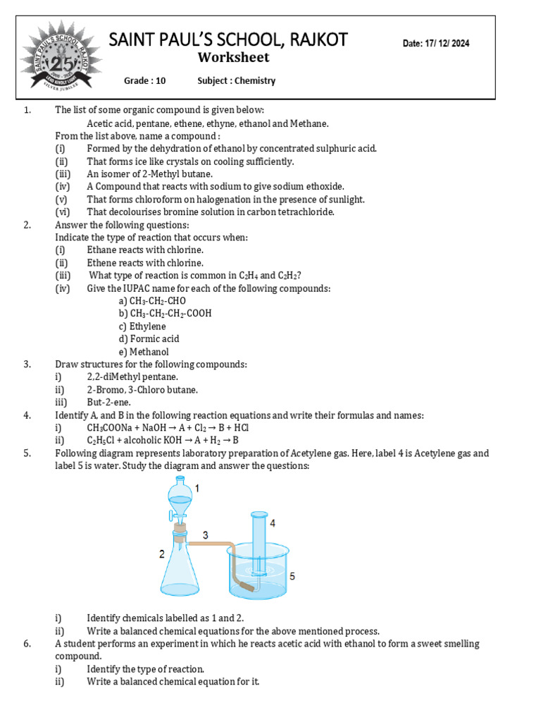 Organic Chemistry Worksheet Solutions | PDF