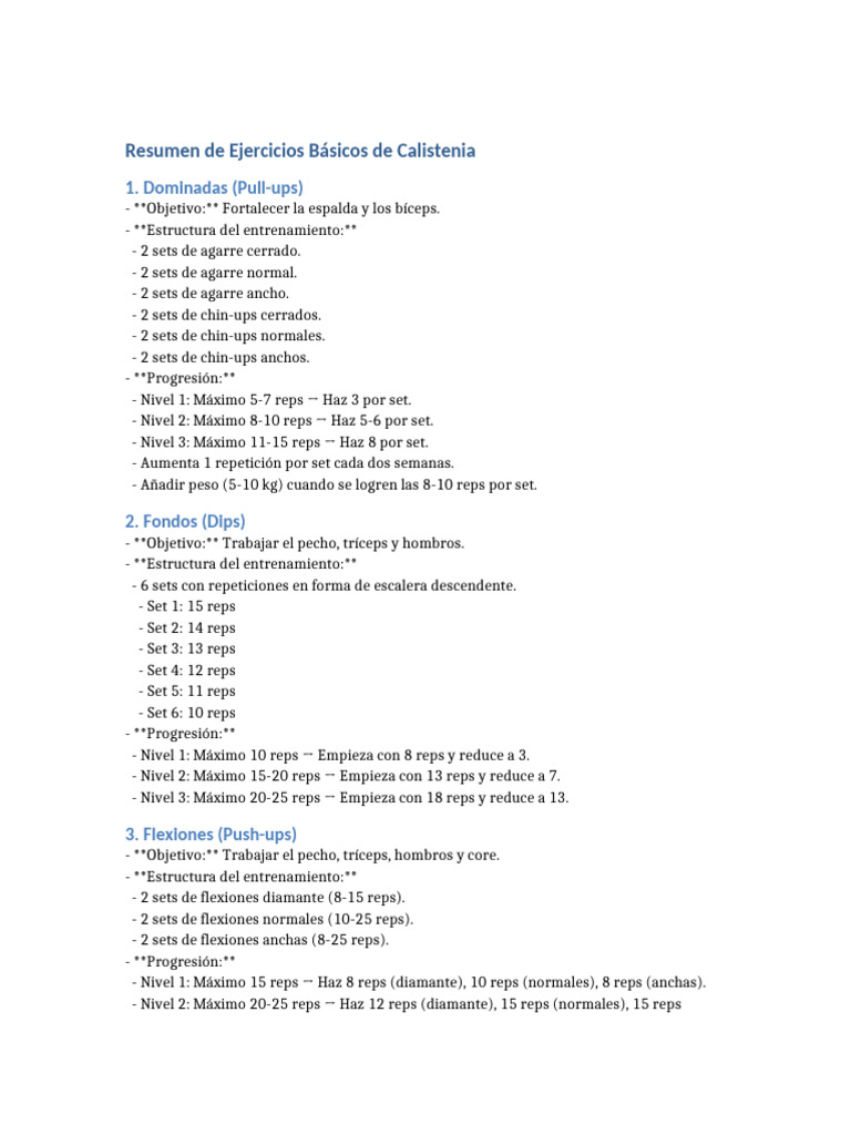Ejercicios Basicos Calistenia | PDF