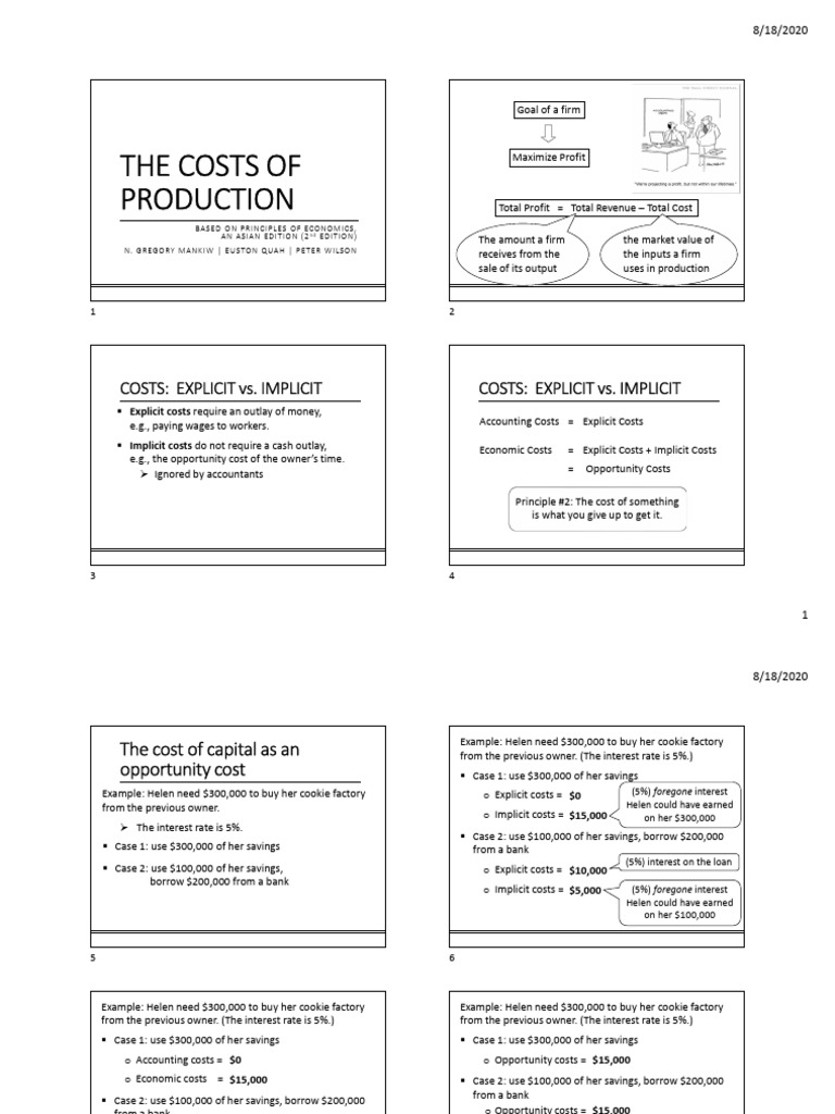 Ch4 Costs of Production Student BlackWhite | PDF | Production Function ...