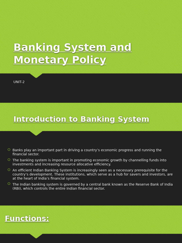 Banking System and Monetary Policy | PDF | Reserve Bank Of India ...