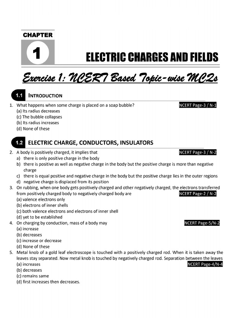 Chapter - 1. Electric Charge & Field | PDF