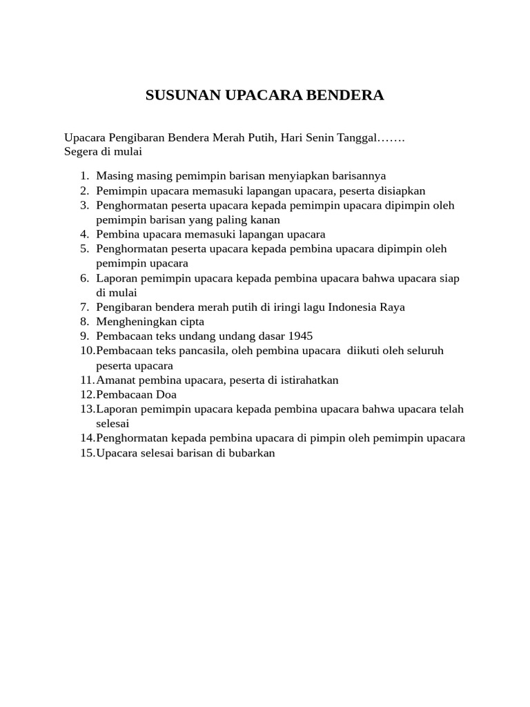 Susunan Upacara Bendera | PDF
