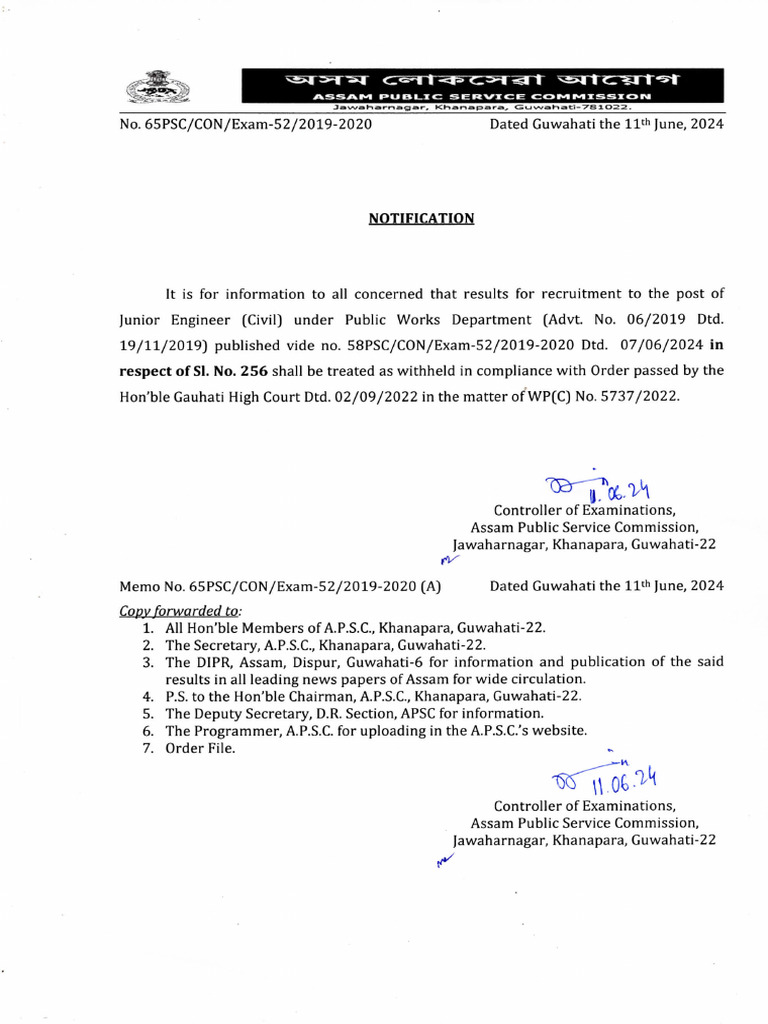 Notif JE Civil PWD 6 2019 11062024 | PDF