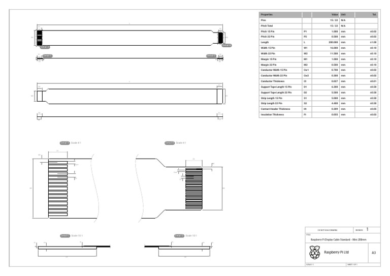 Mini Display Cable 200mm Reference Drawing | PDF | Electrical Engineering