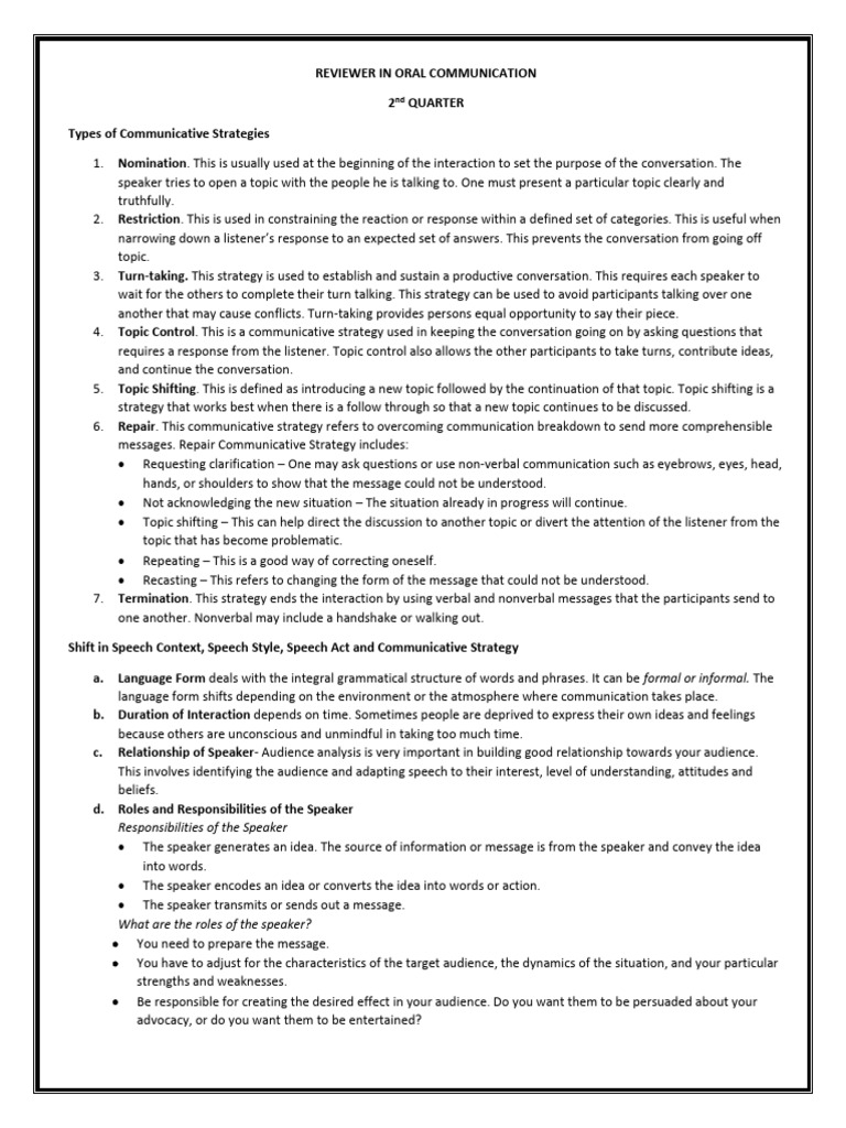 REVIEWER-IN-ORAL-COMM | PDF | Nonverbal Communication | Communication