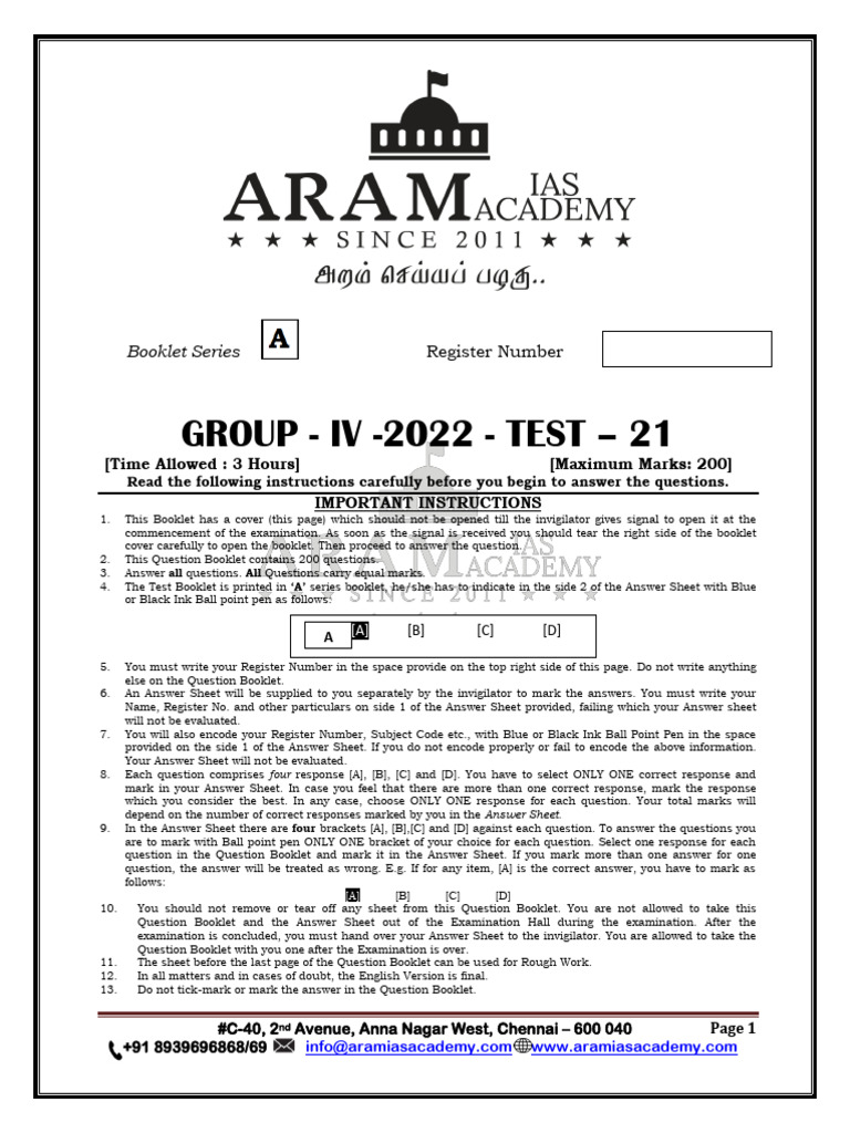 Group IV - Test - 21 - Questions | PDF