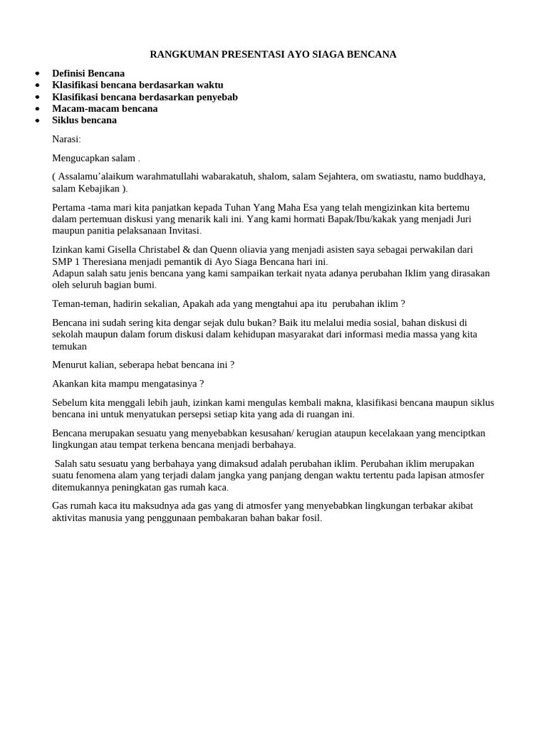 RANGKUMAN PRESENTASI AYO SIAGA BENCANA BY NA | PDF