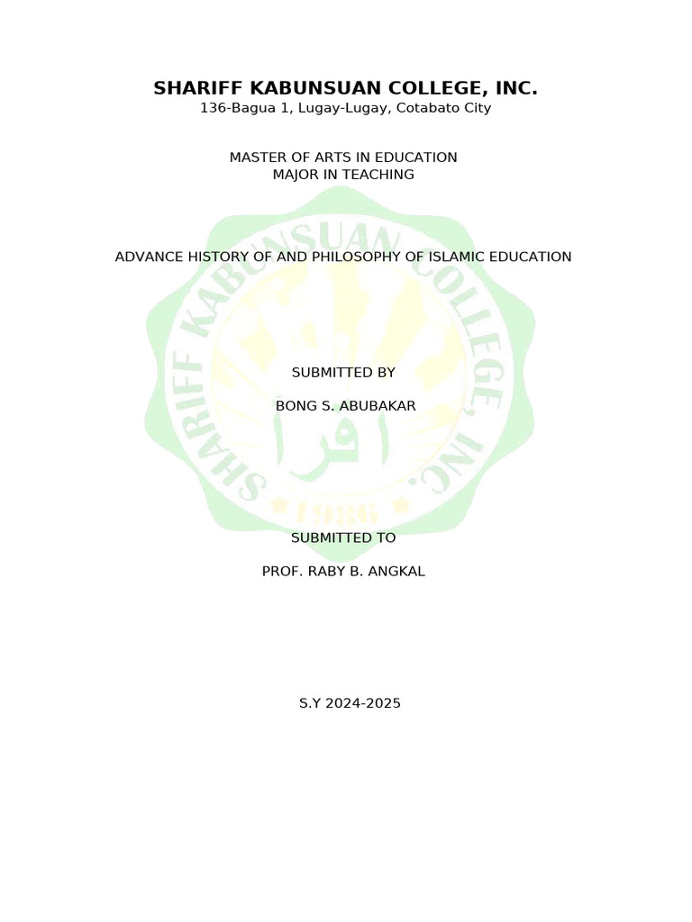 Educ. 102 - Advance History and Philosophy of Islamic Education | PDF ...