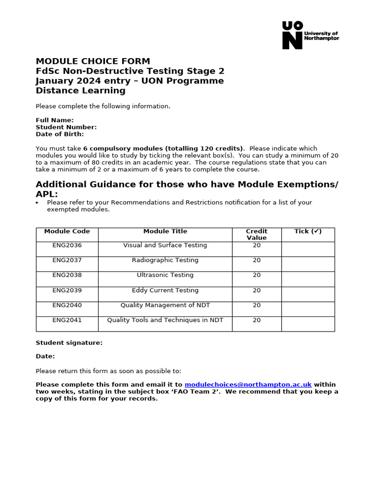 FDSC NDT Stage2 Jan2024 Uon MCF DL | PDF
