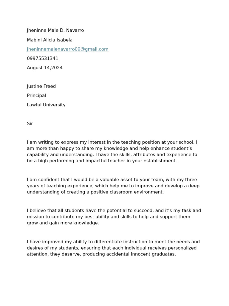 Grade 9 Newton- application letter | PDF