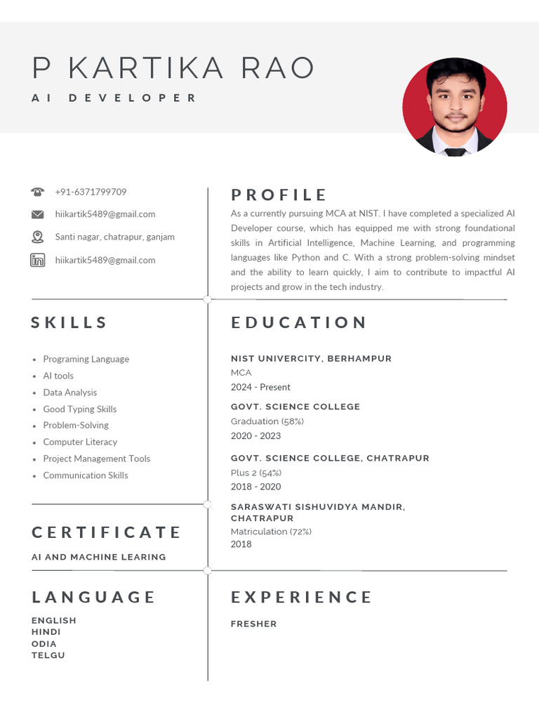 Grey Clean CV Resume Photo | PDF