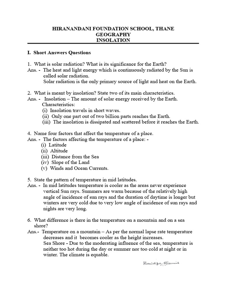 Insolation Notes | PDF | Earth | Sun