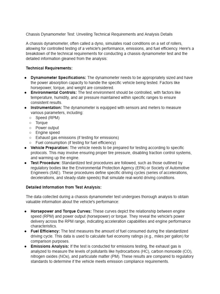Chassis Dynamometer Testing Guide | PDF | Fuel Economy In Automobiles