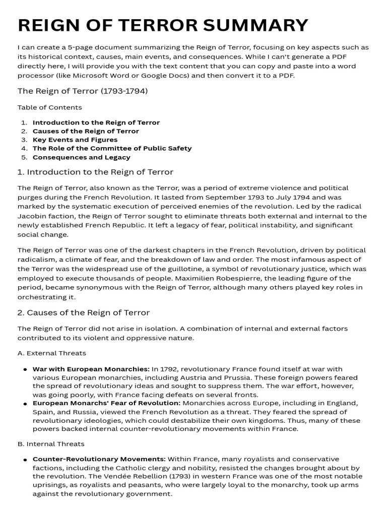 The Reign of Terror (1793-1794) | PDF | Reign Of Terror | Maximilien ...