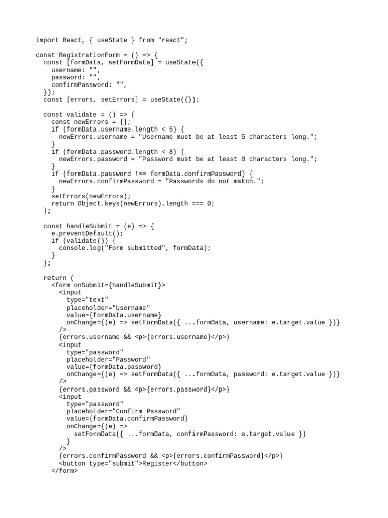Registration Form Constraints | PDF