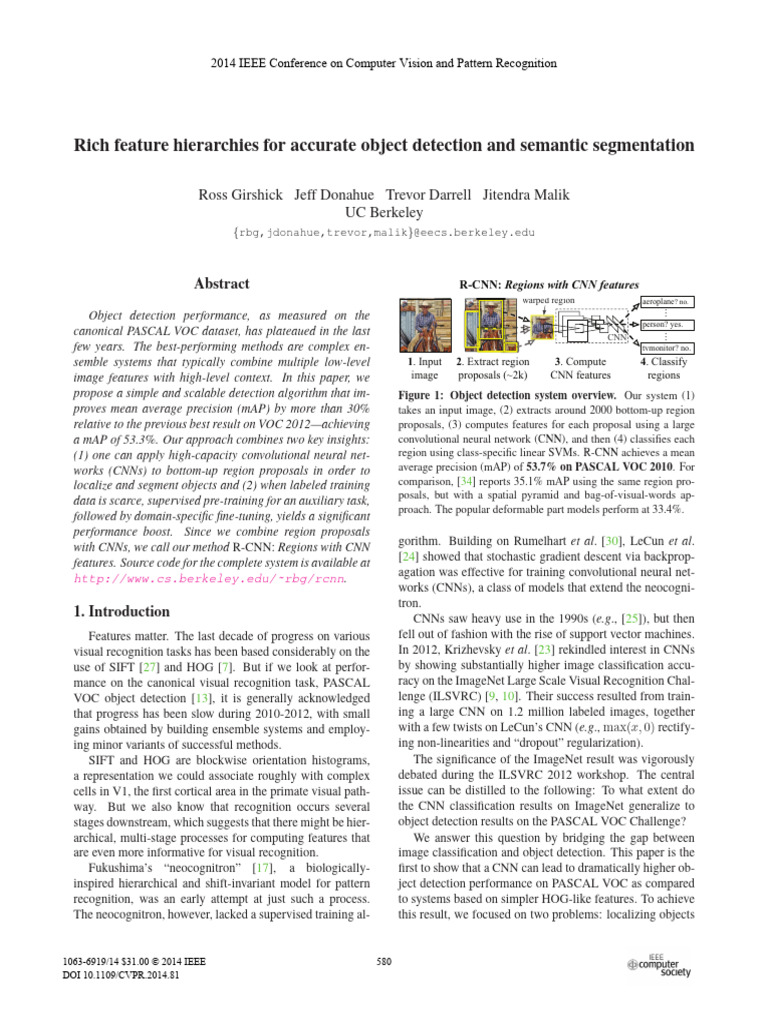 Rich Feature Hierarchies For Accurate Object Detection and Semantic Segmentation | PDF | Image ...
