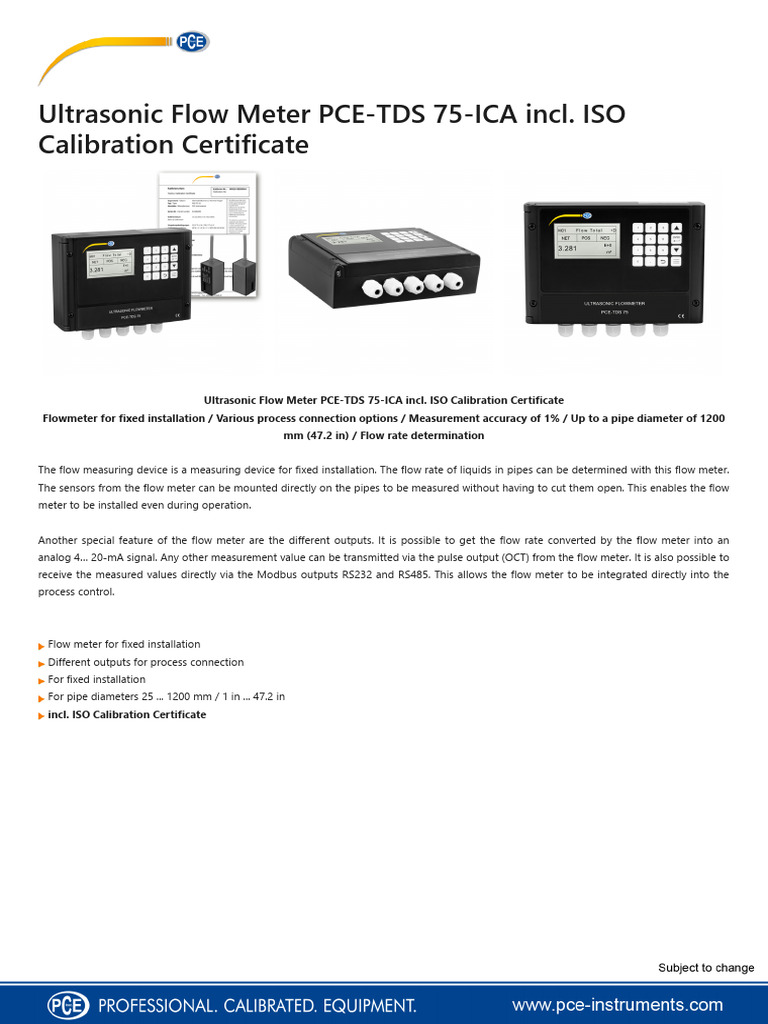 PDS FlowMeter PCE-TDS 75-ICA en | PDF | Flow Measurement | Information ...