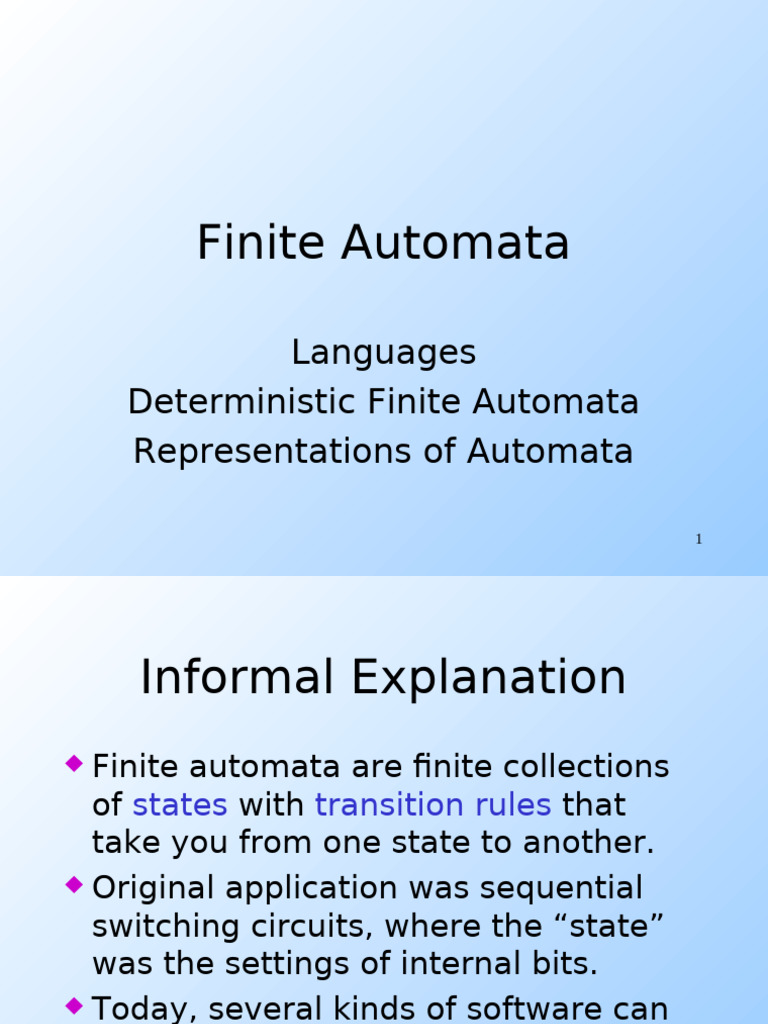 CH 2 Part 1 - Deterministic Finite Automata | PDF | String (Computer Science) | Models Of ...