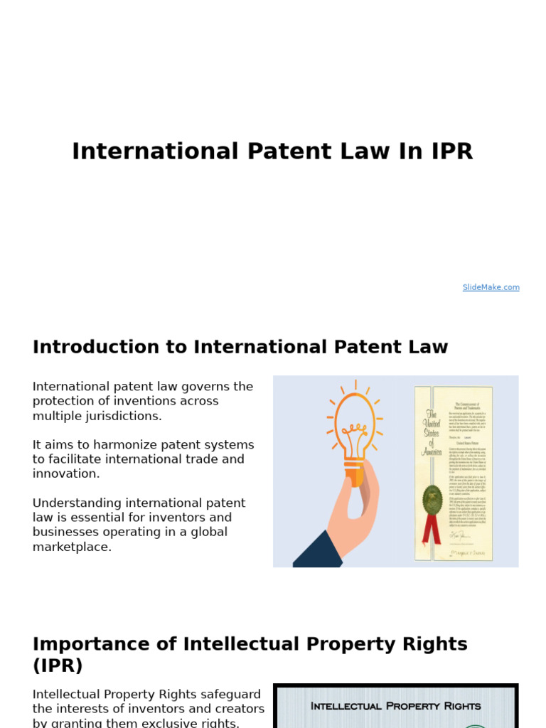 International Patent Law in IPR | PDF | Patent | Intellectual Property