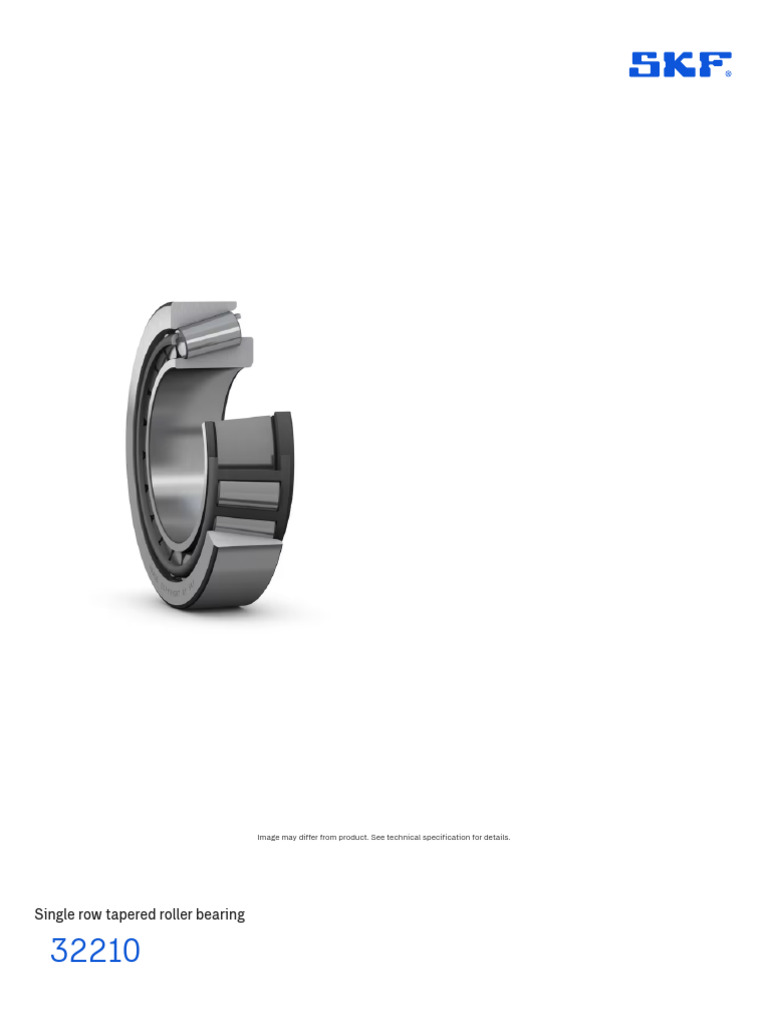 SKF 32210 Taper Roller Bearing Specs | PDF | Bearing (Mechanical) | License