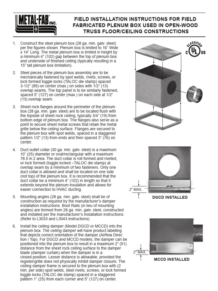 Plenum Box Installation Guide | PDF | Duct (Flow) | Building Materials