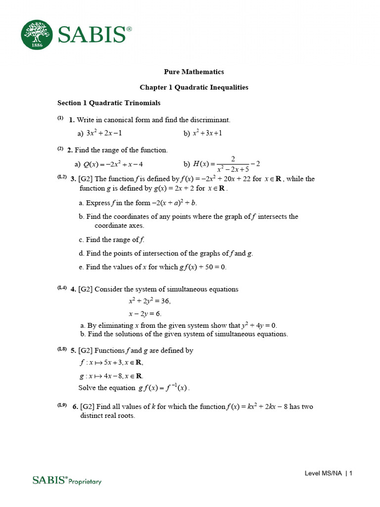 Pure Mathematics Course Questions V1 | PDF | Equations | Function (Mathematics)