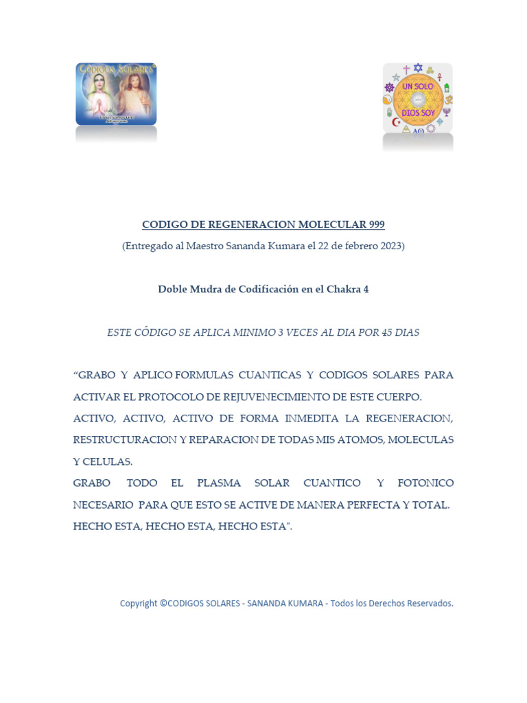 Codigo de Regeneracion Molecular 999 | PDF