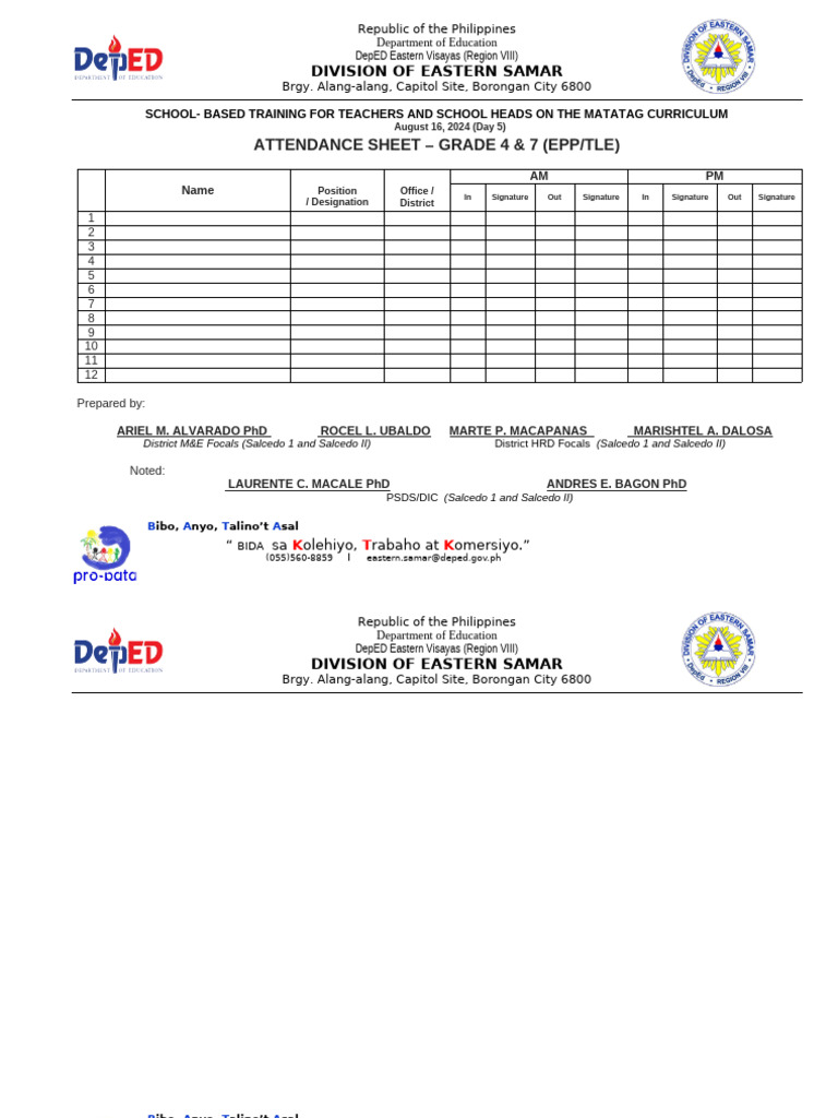 Teacher Training Attendance Sheet | PDF