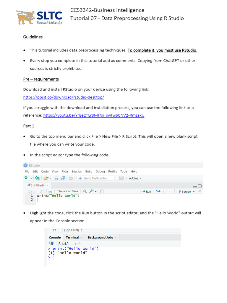 Tutorial 07 - CCS3342-Business Intelligence | PDF