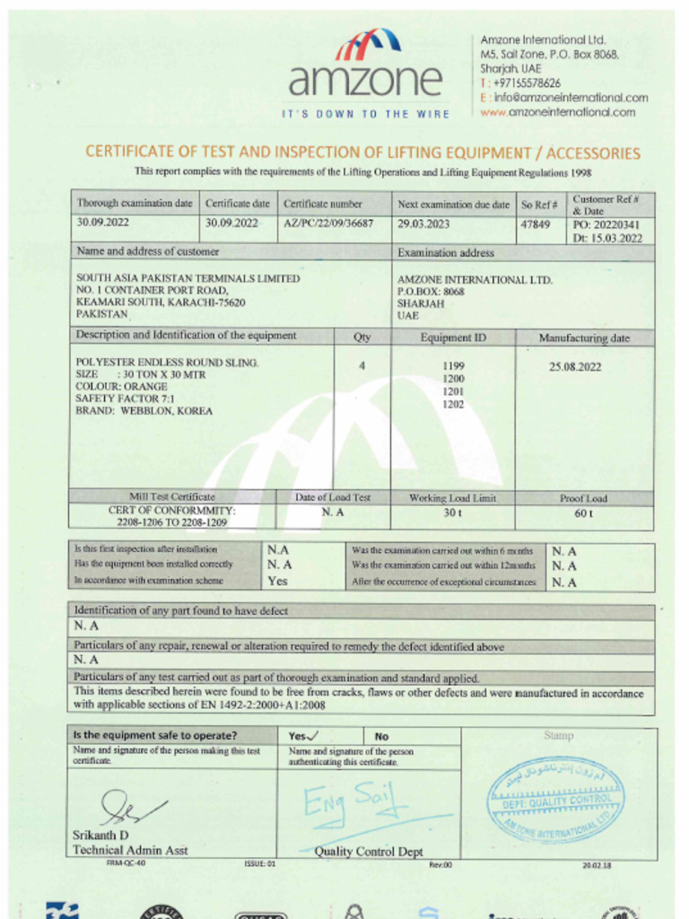 So-47849 Sapt Test Cert | PDF