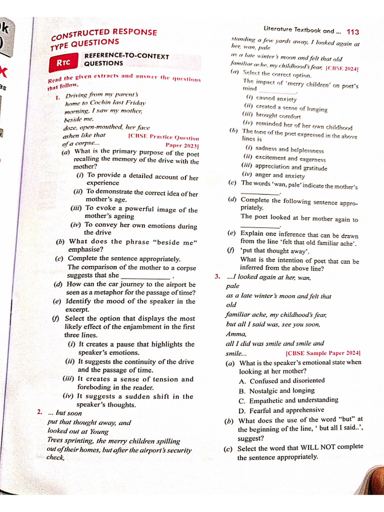 My Mother at 66 Constructed Response Type Questions | PDF