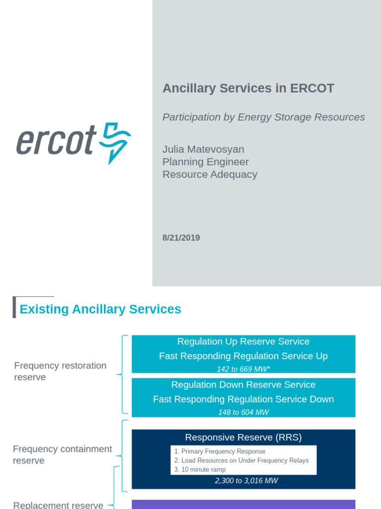 Ancillary Services in ERCOT - Participation by Energy Storage Resources | PDF | Electric Power ...