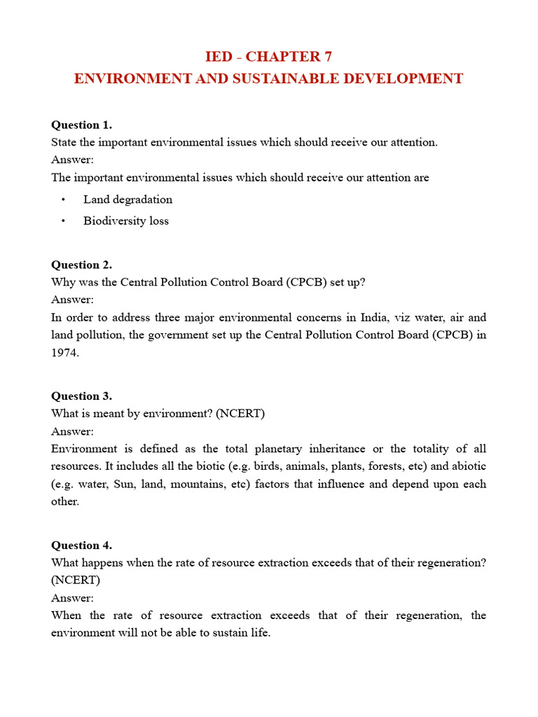 IED - Environment and Sustainable Development (Complete) | PDF | Climate Change | Chlorofluorocarbon