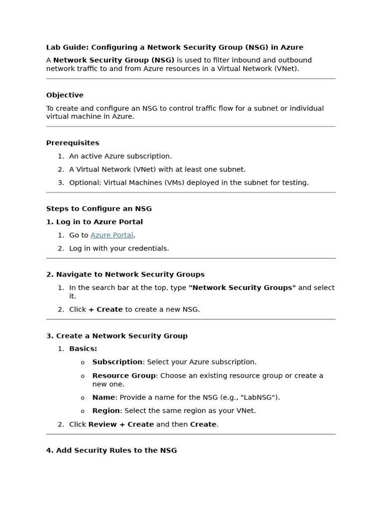 NSG | PDF | Port (Computer Networking) | Transmission Control Protocol