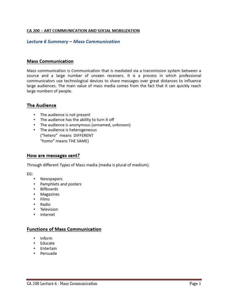 Mass Communication Skills | PDF | Mass Media | Advertising