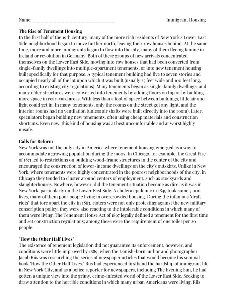 Charlotte Whelan - Tenement Housing Reading | PDF | Tenement