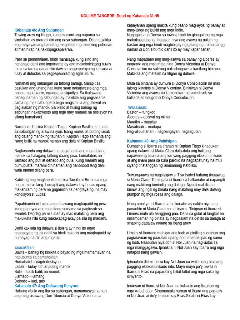 NOLI ME TANGERE Kabanata 46 64 | PDF