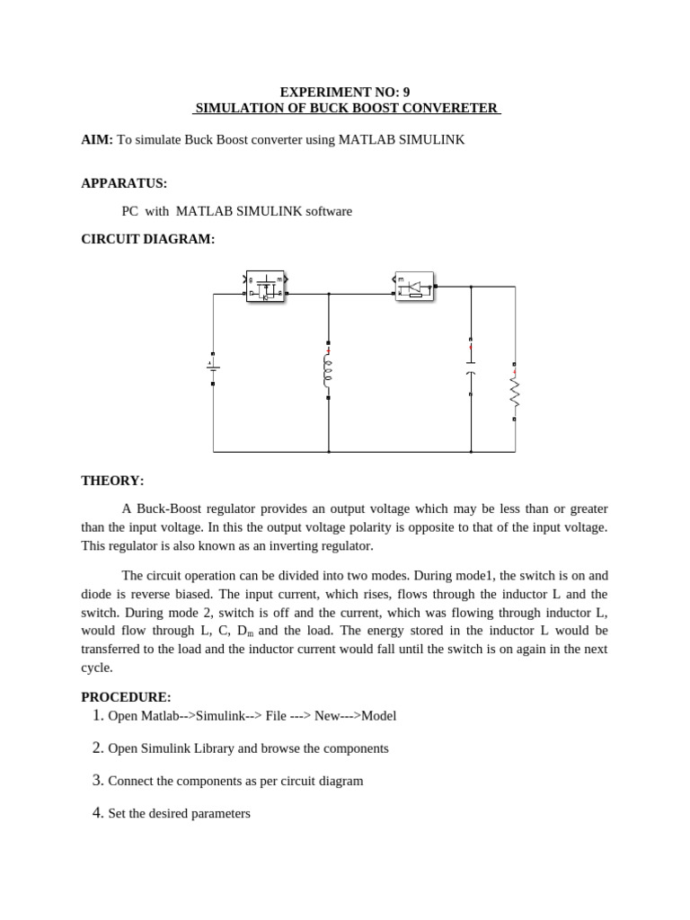 Buck Boost Converter Simulation Guide | PDF