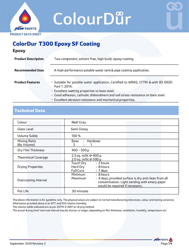 ColorDur T300 Epoxy SF Coating | PDF