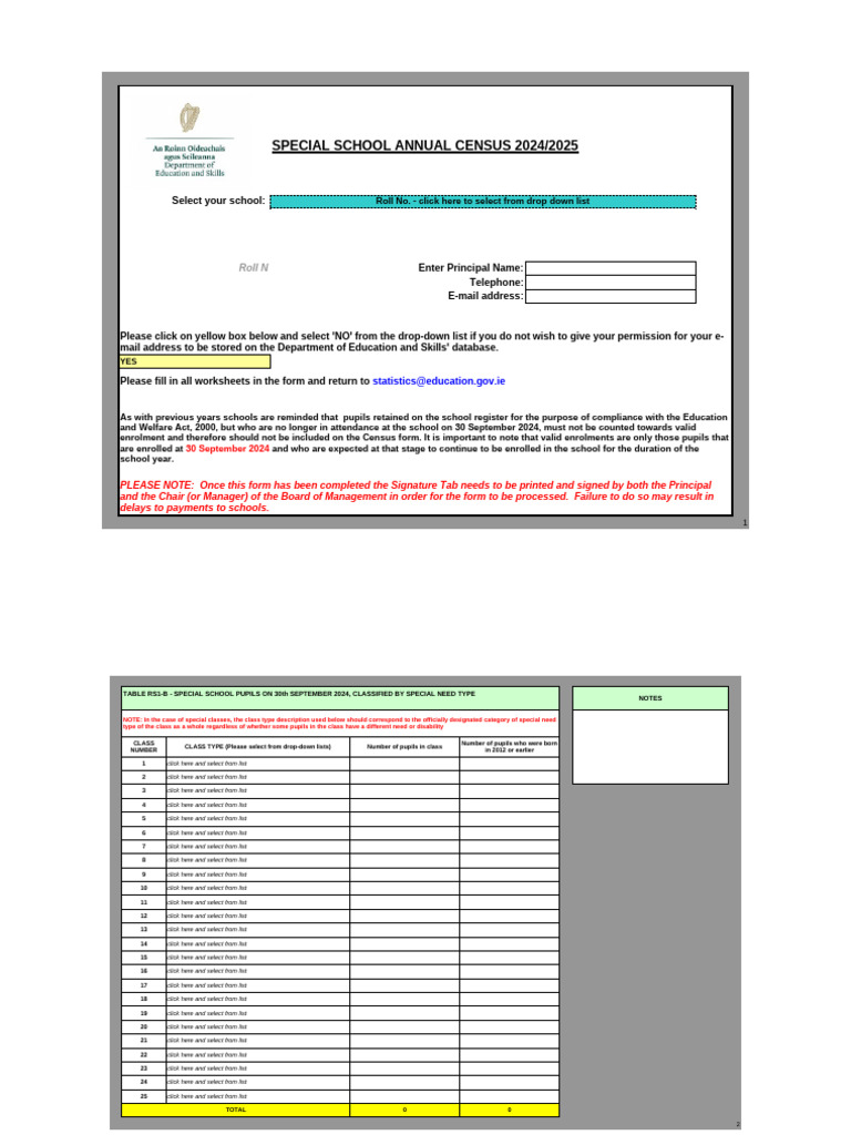 Special School Census 2024/2025 Form | PDF | European Union