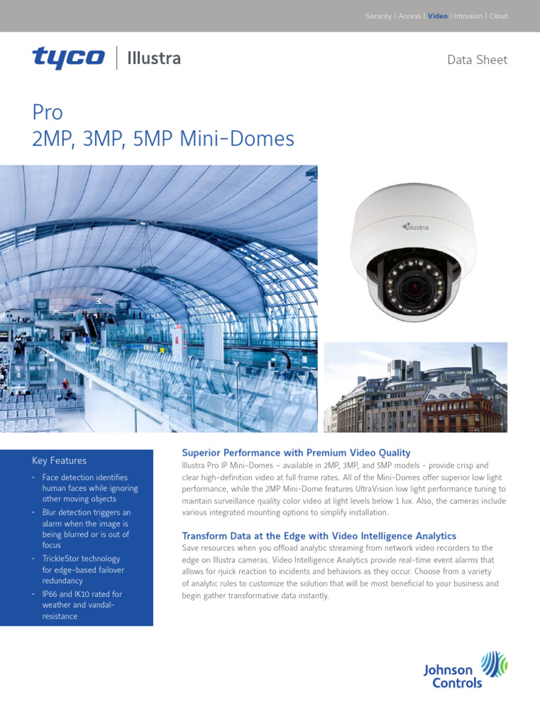 Illustra Pro IP 2MP 3MP 5MP Mini Domes Data Sheet r09 - Hs - en | PDF | Computer Security | Security