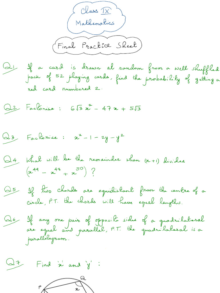9 - Final Practice Sheet | PDF