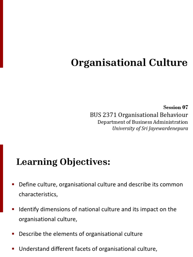 Ob Session 07 2024 Pdf Organizational Culture Organizational Behavior